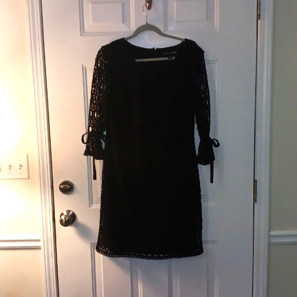 madison leigh | Dresses | Madison Leigh Black Sheath Dress With Bishop ...